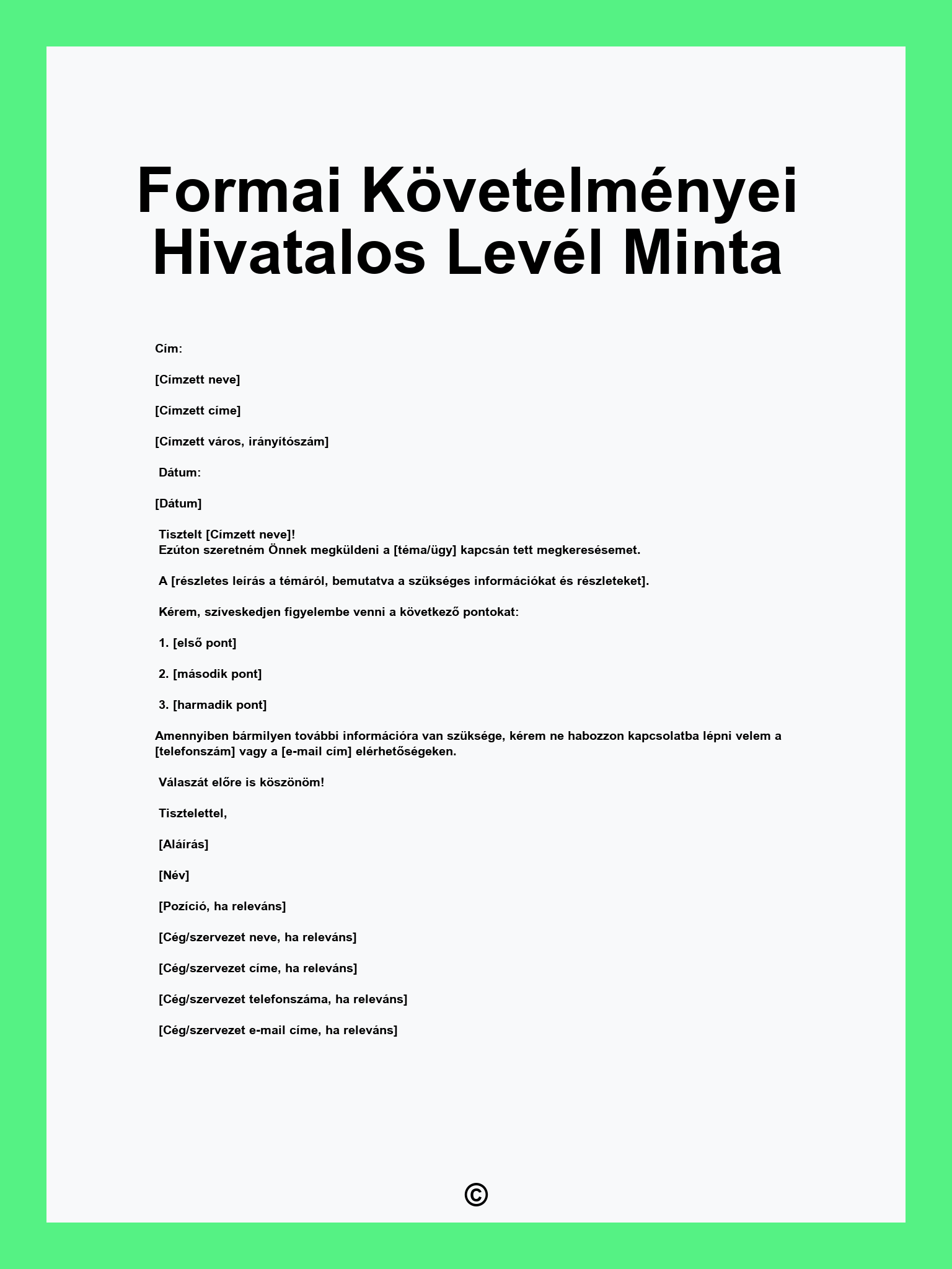 Formai Követelményei Hivatalos Levél Minta