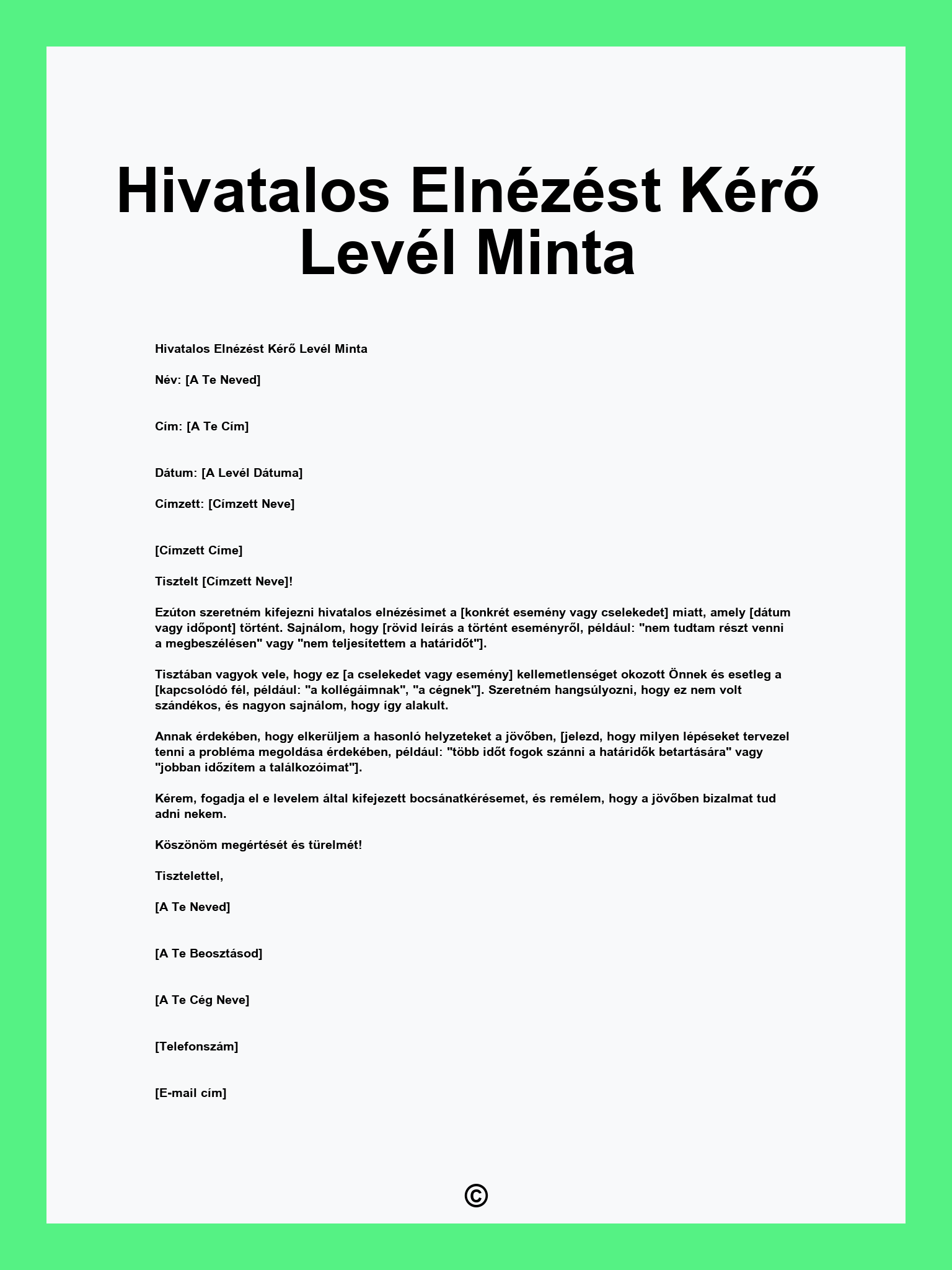 Hivatalos Elnézést Kérő Levél Minta