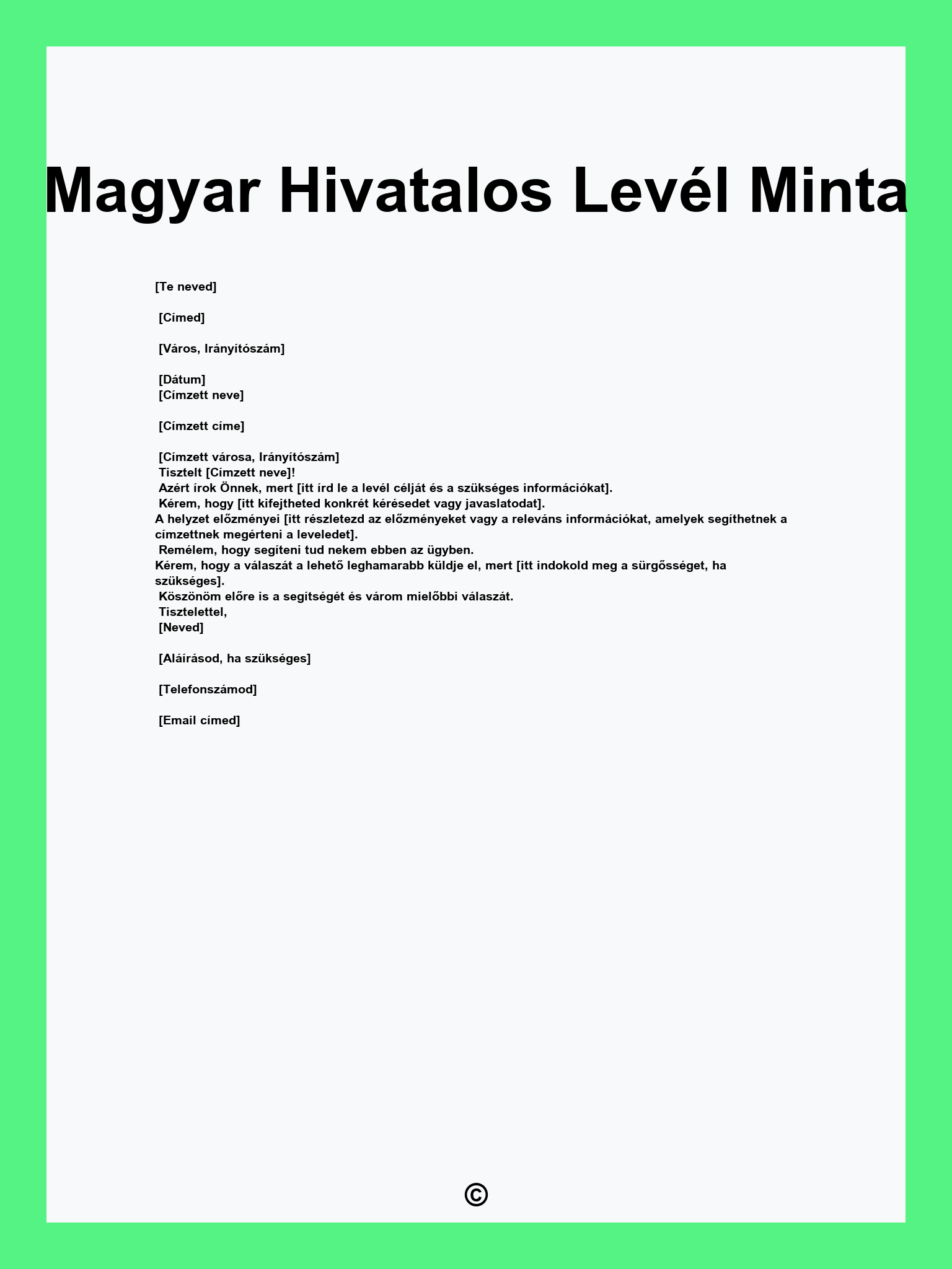 Magyar Hivatalos Levél Minta